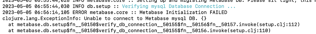 Metabase Docker Unable To Connect To Mysql Application Database Get