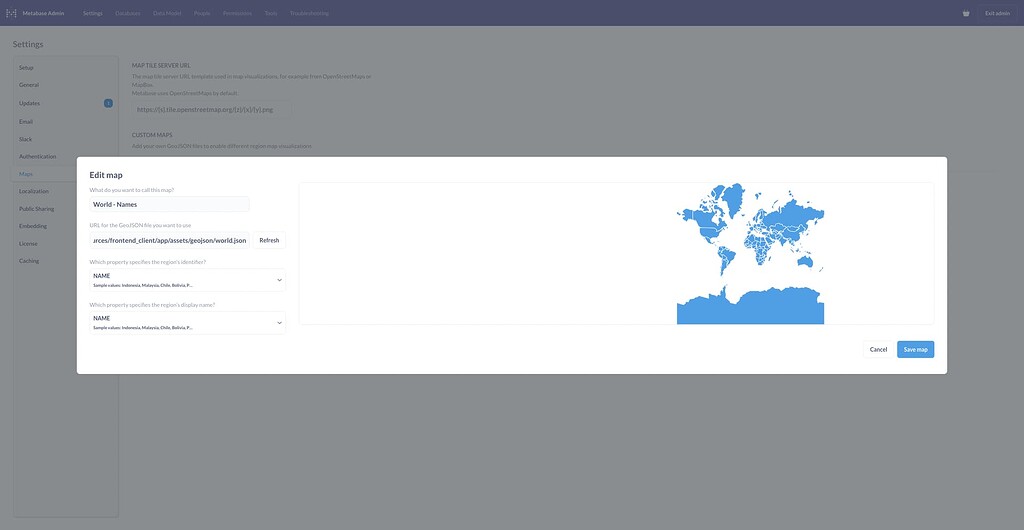 Metabase world map not fully displayed - Bug reports - Metabase Discussion
