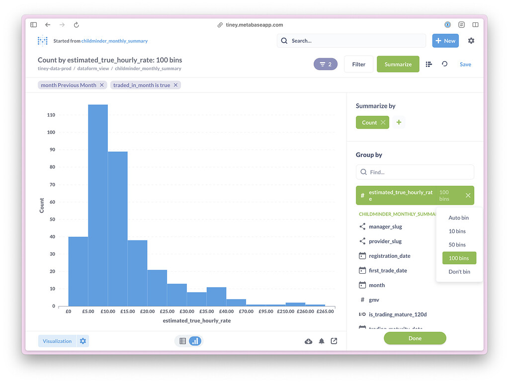 Number of Bins doesn't seem to work - Bug reports - Metabase Discussion