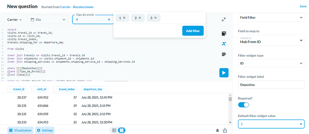 Multiple default filter widget value - Get Help - Metabase Discussion