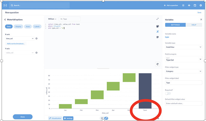 Rename Total In Waterfall Chart Get Help Metabase Discussion