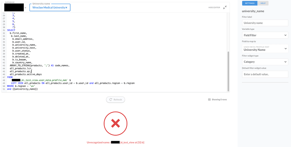 Category widget crash - Get Help - Metabase Discussion