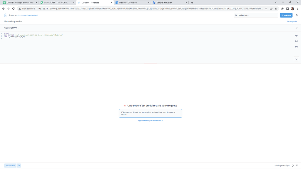 Export Dun Fichier Texte Depuis Une Requete Sql Get Help Metabase Discussion