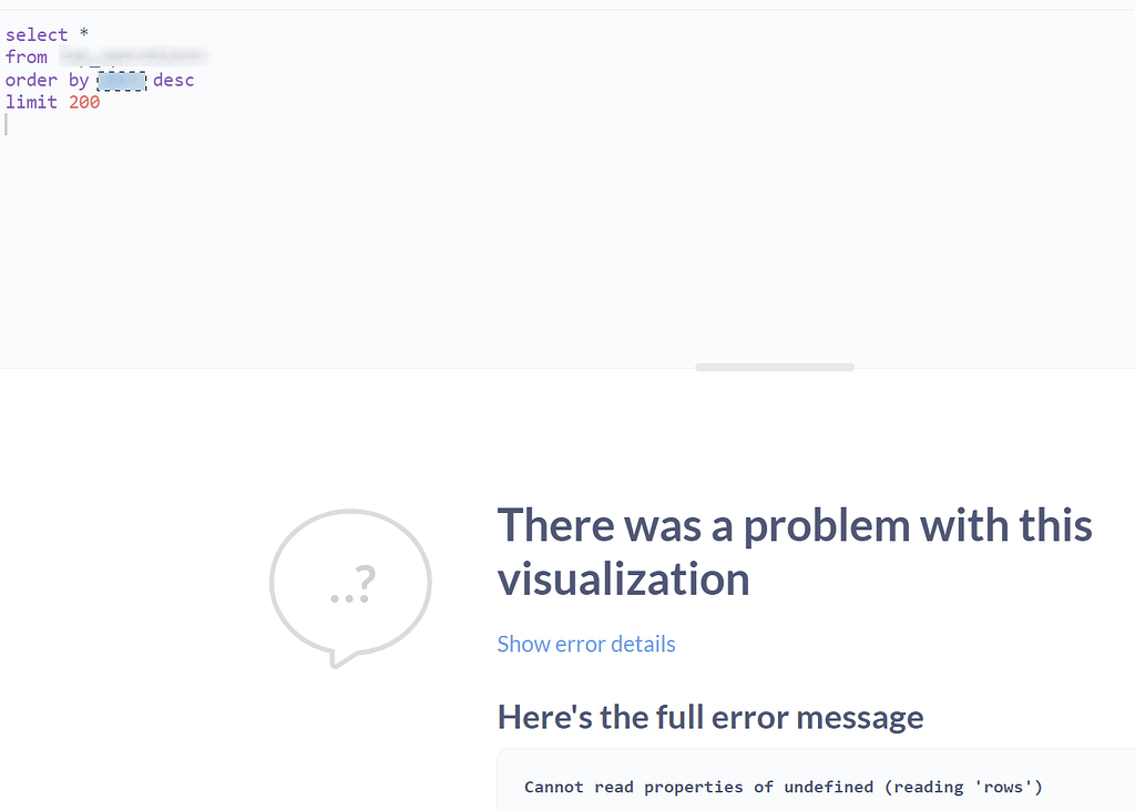 Cannot read properties of undefined (reading 'rows') - Metabase Discussion