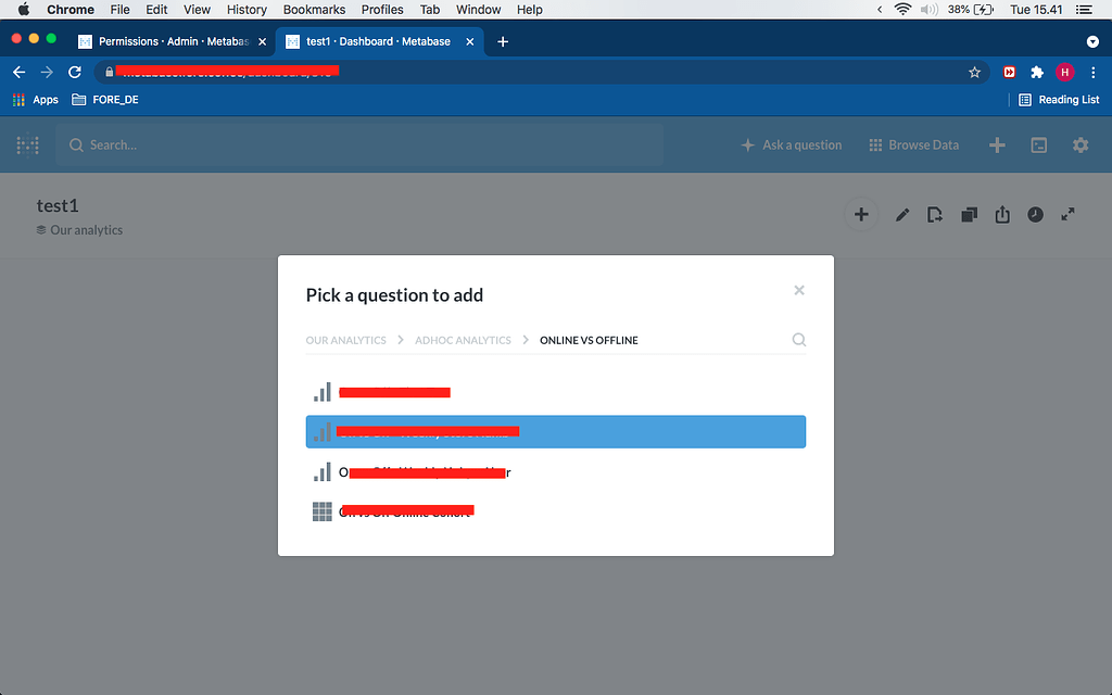 Error on dashboard: Can't ask a question and click behaviour when asking question after creating ...