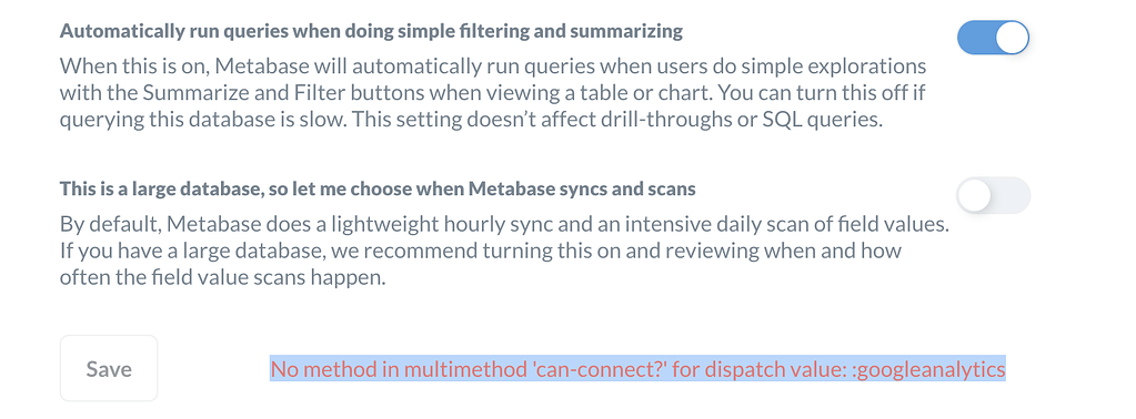 Can't add Google Analytic as database - Get Help - Metabase Discussion