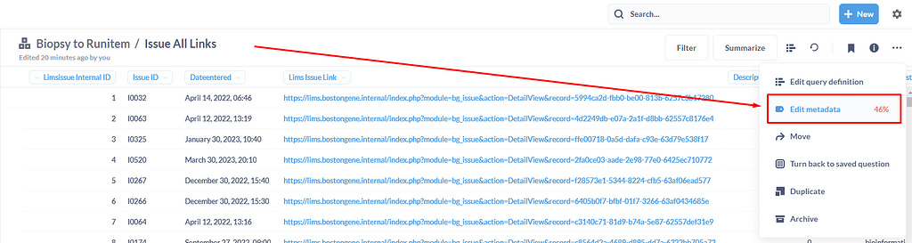Not able to select specific columns in "edit metadata" when working with model - Bug reports ...