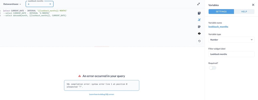 Numerical Variable In Snowflake Sql Query Does Not Work Anymore Bug 