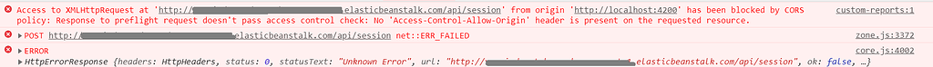 Metabase api not able to access from angular app, Getting "Response to preflight request doesn't ...