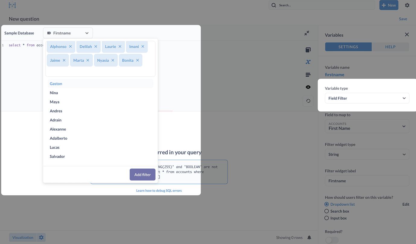 Multiple values in dropdown filter (v0.46 RC3) - Get Help - Metabase Discussion