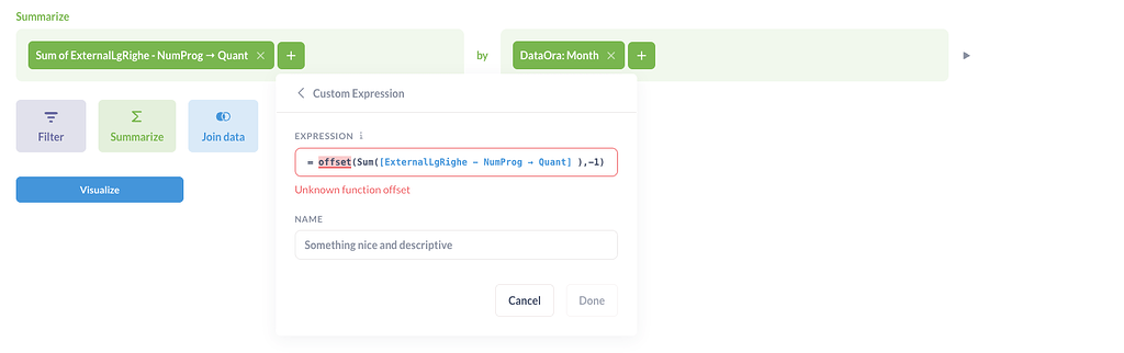 Offset not recognised as a function - Get Help - Metabase Discussion