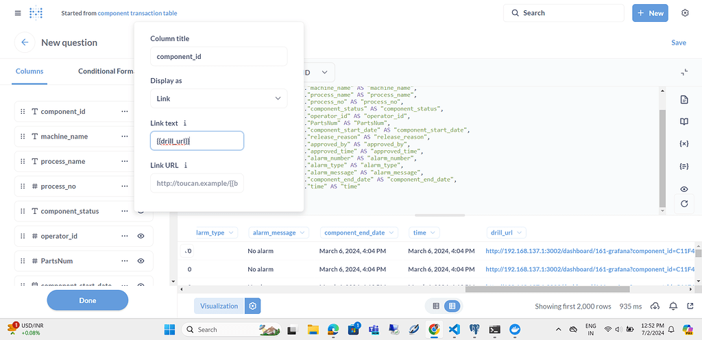 How to make a column values as link with another column's value ...